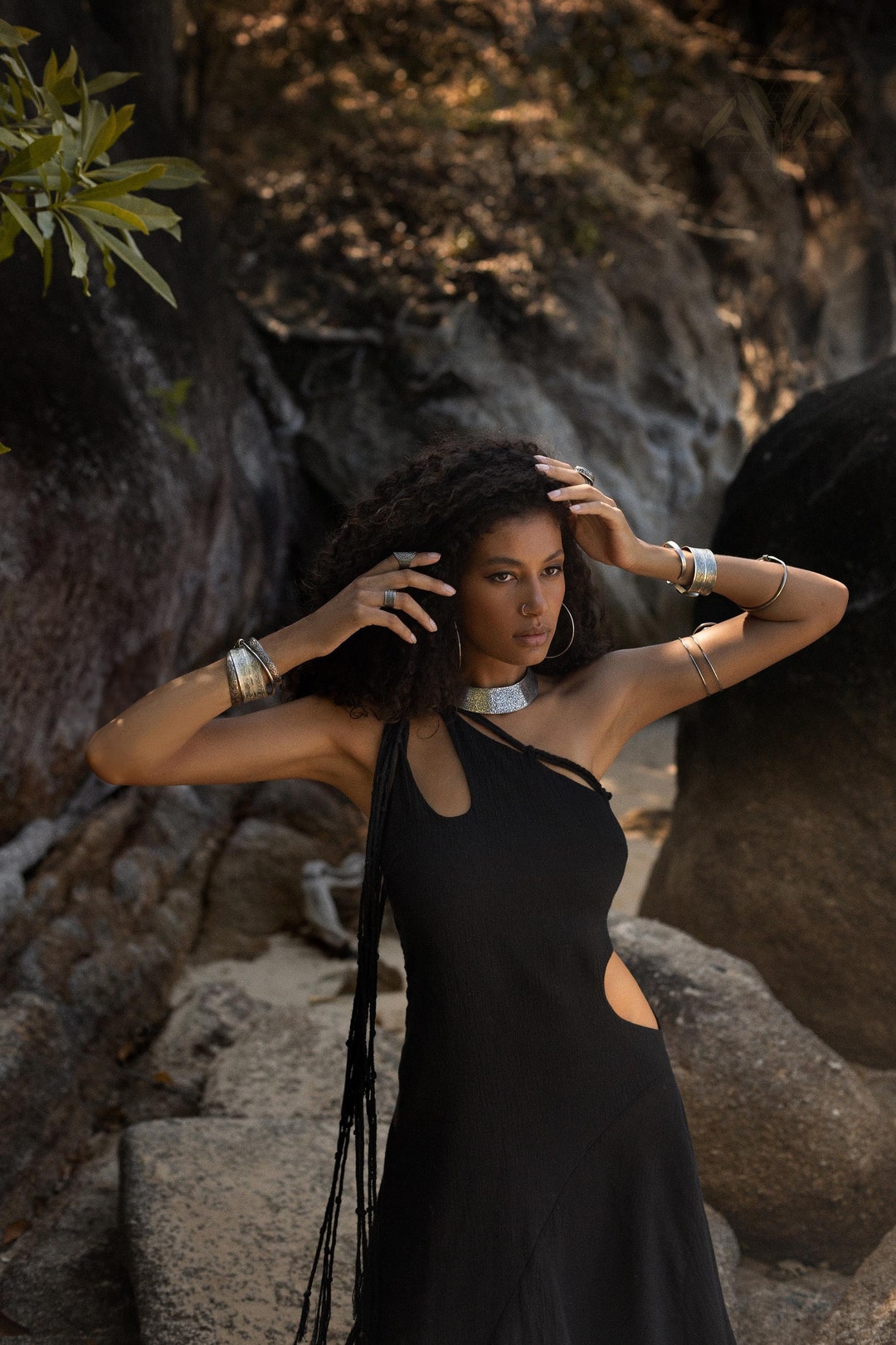 Black Aisha Dress • Elegant Cocktail Prom Dress • Organic Macrame ...