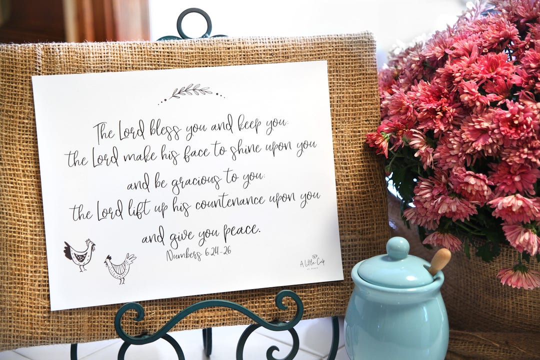 Promesas de paz Cita bíblica imprimible de 8,5 x 11, Números 6:24-26, Descarga instantánea ...
