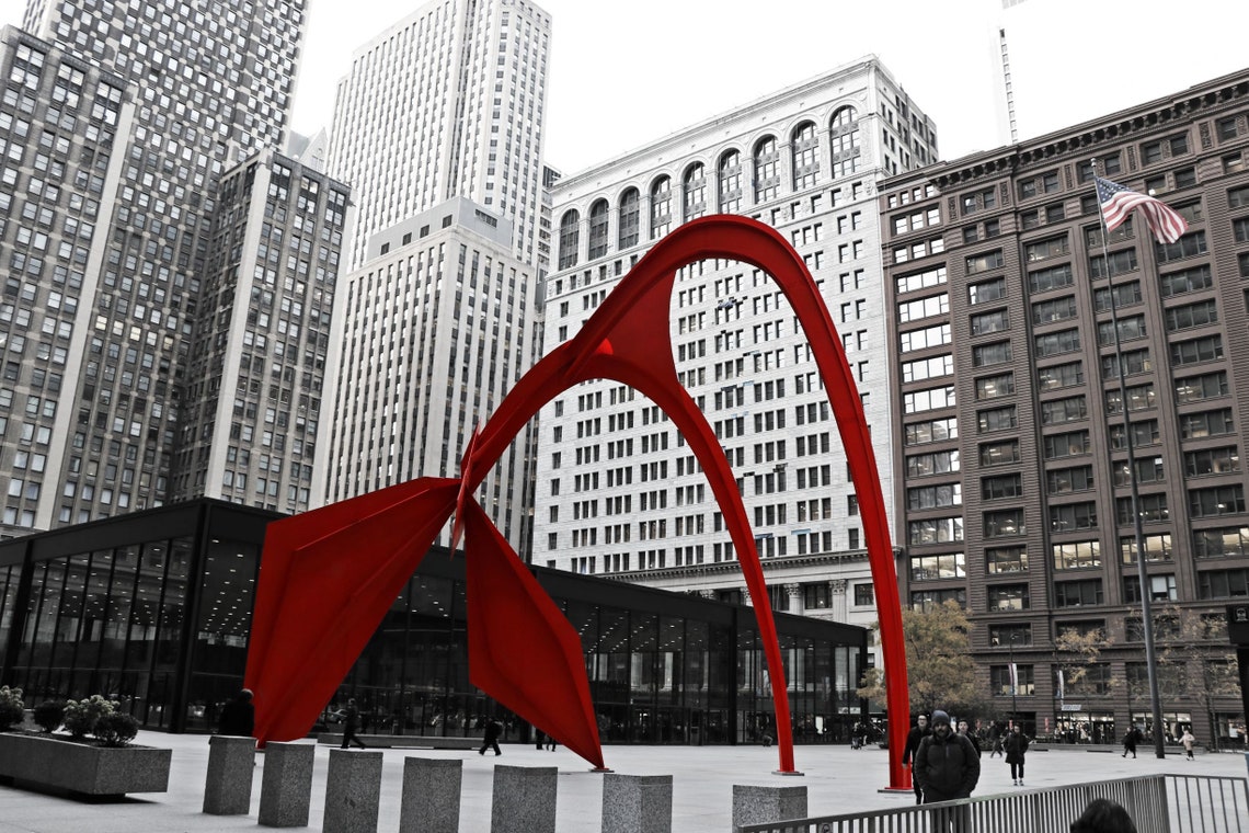 Calder's Flamingo Sculpture Photograph – Chicago Federal Plaza Art ...