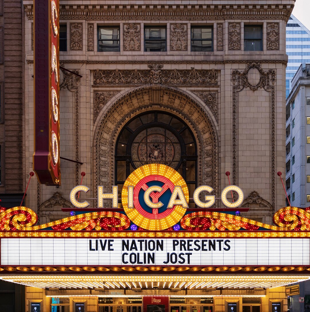 Chicago Theater Print (5x5, 8x8, 10x10, 12x12) - Iconic City Landmark ...
