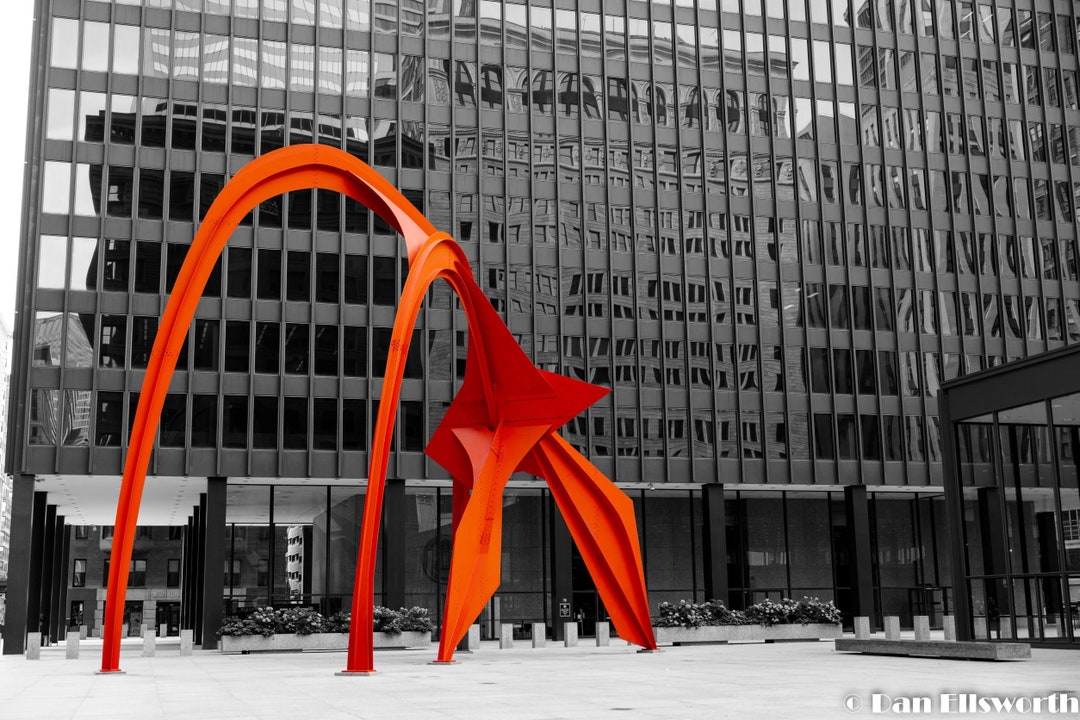 Chicago Flamingo Print: Alexander Calder Sculpture, B&W Architecture - Etsy