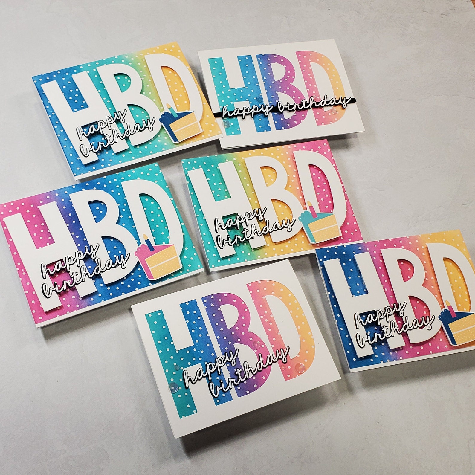 Handmade Rainbow HBD Birthday Cards - Etsy New Zealand