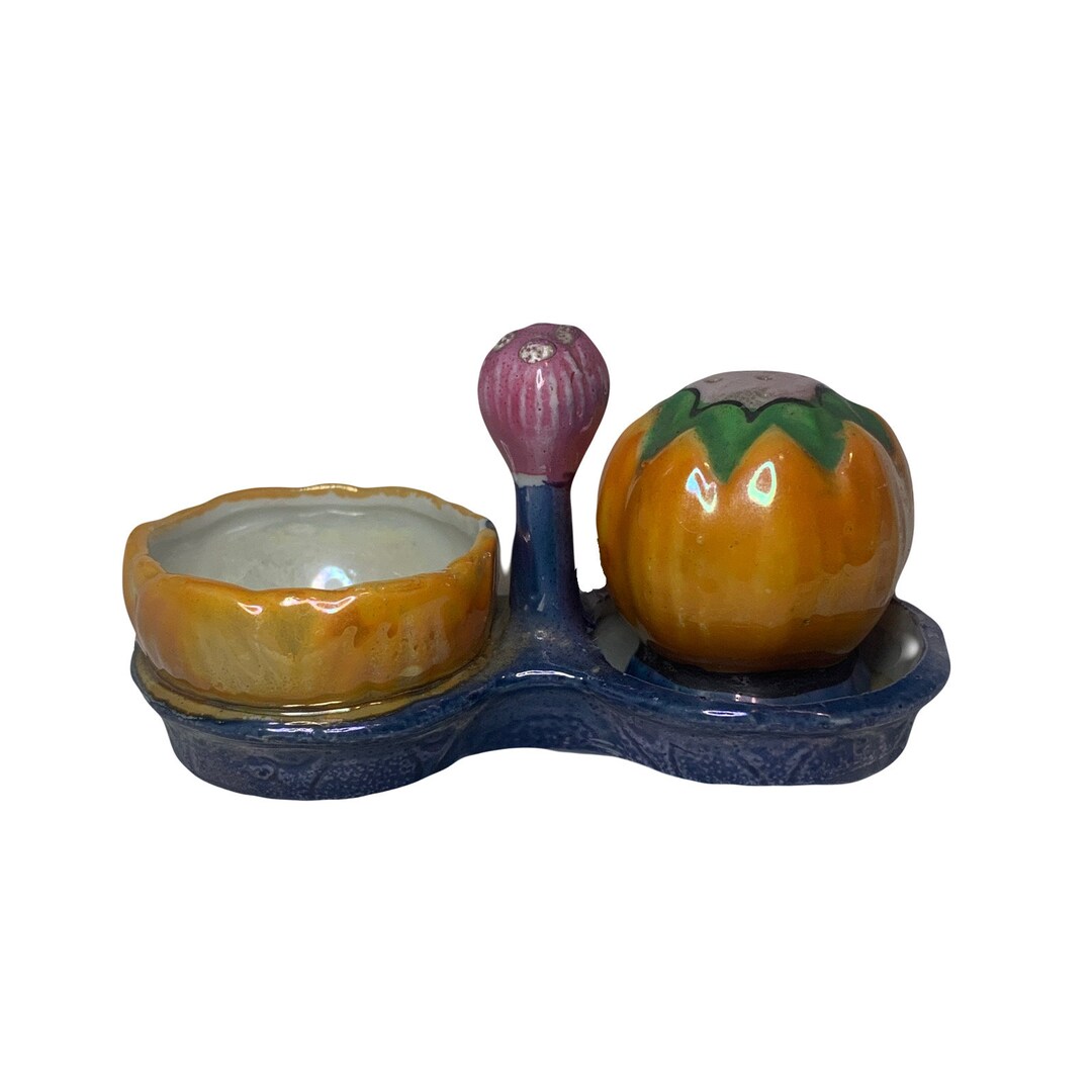 Vintage Japanese Salt Cellar and Shaker Lusterware Pumpkin Gourd ...