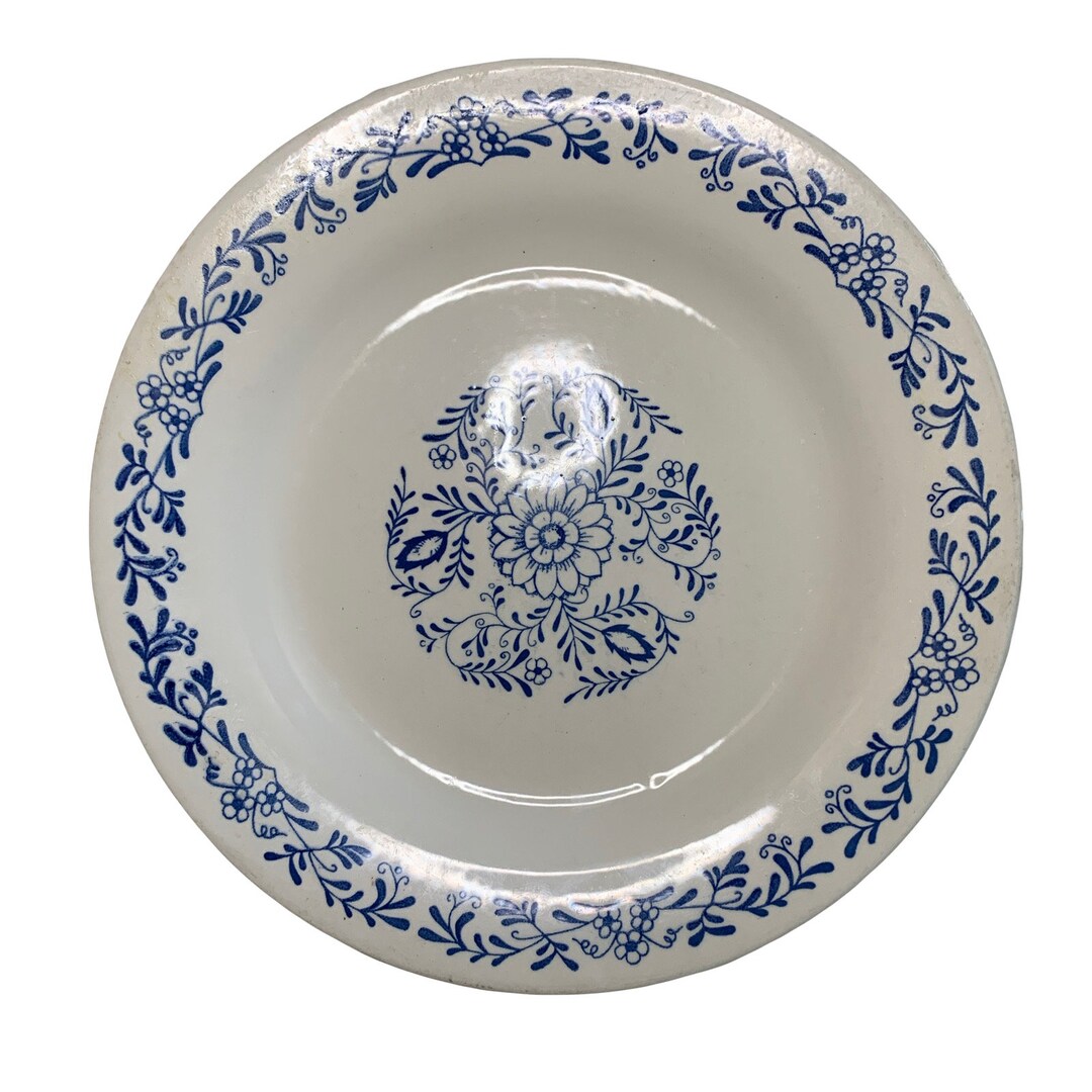 Vintage Oxford Brazil Stoneware Dinner Plate 5840-2 Blue Floral Design ...