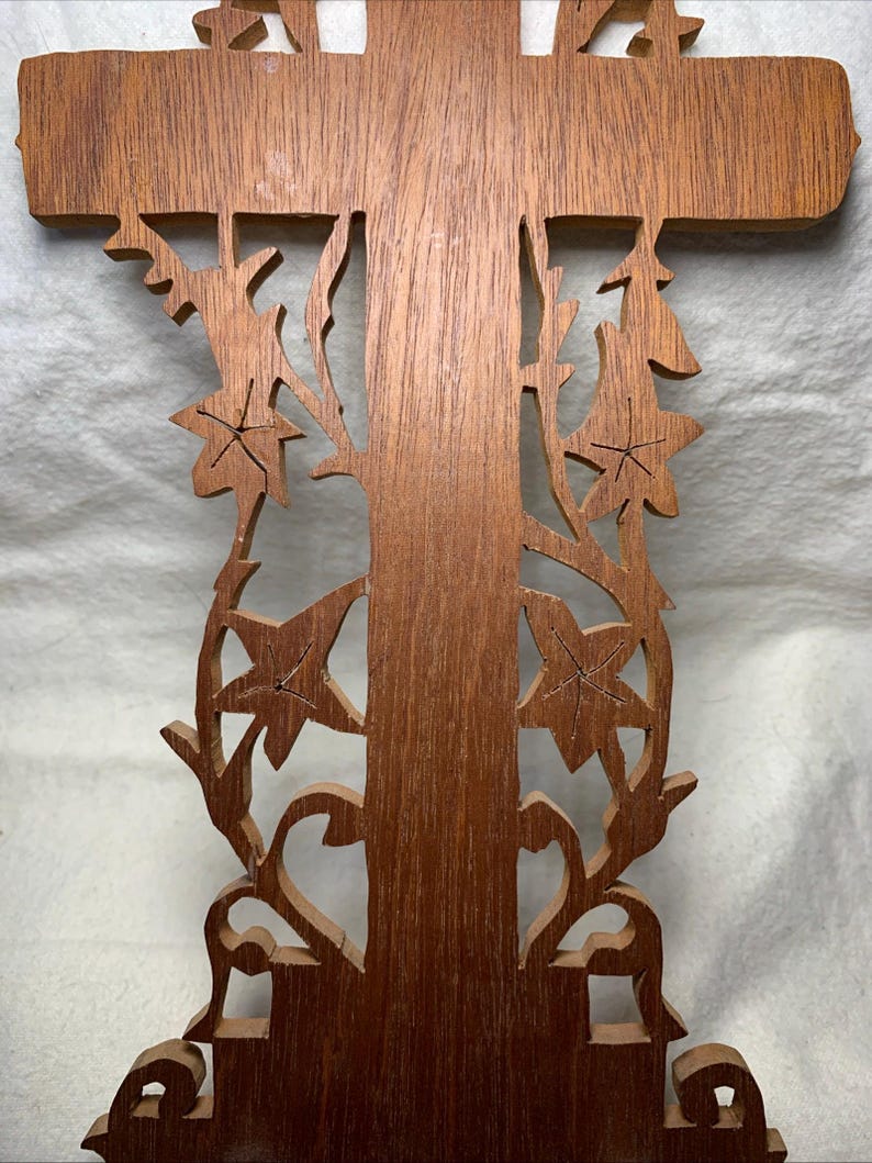 Vintage Scroll Woodcraft Crucifix Wall Hanging With Pocket Lloyd Babler ...