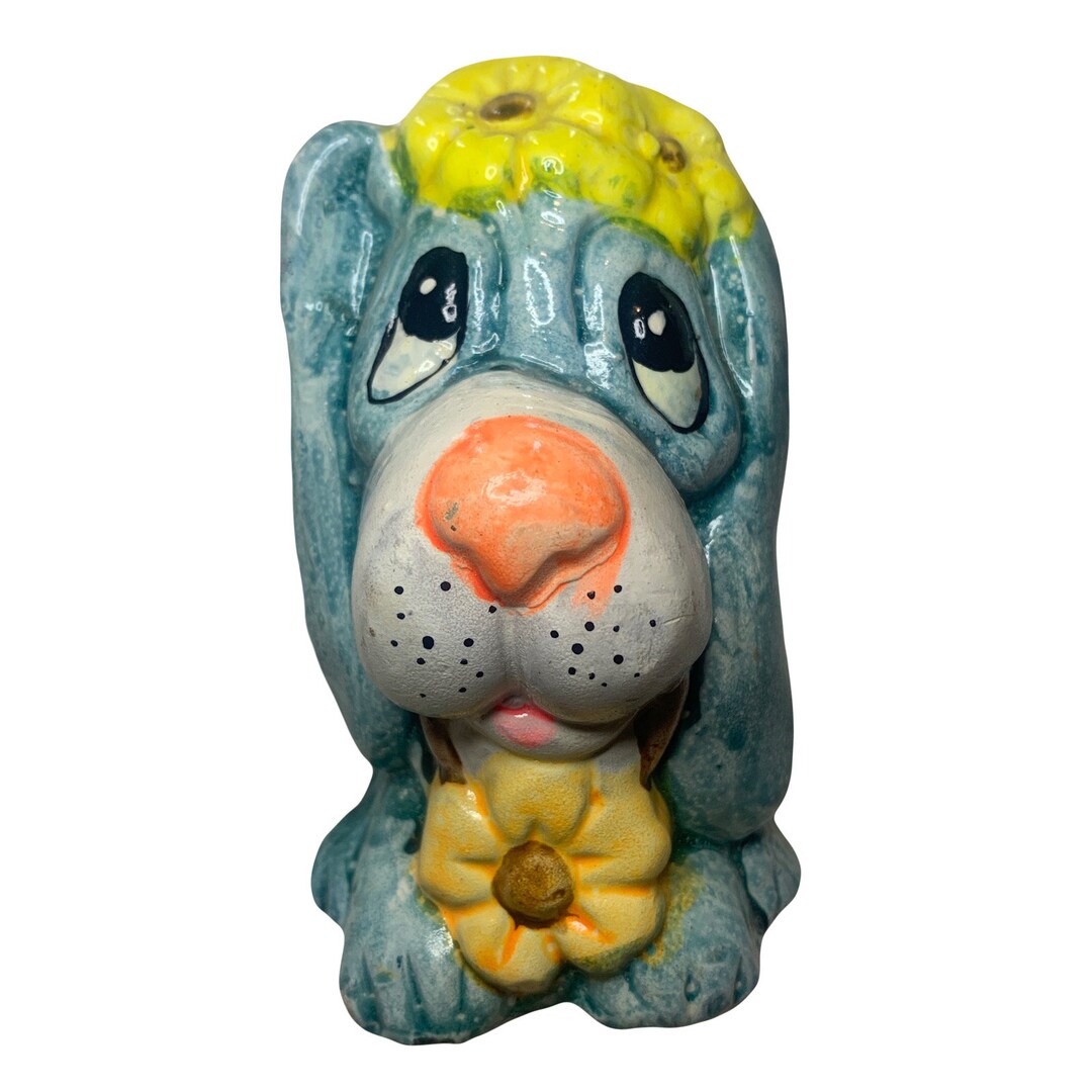 Vintage Cute Kitschy Basset Hound Dog Coin Bank Blue With - Etsy