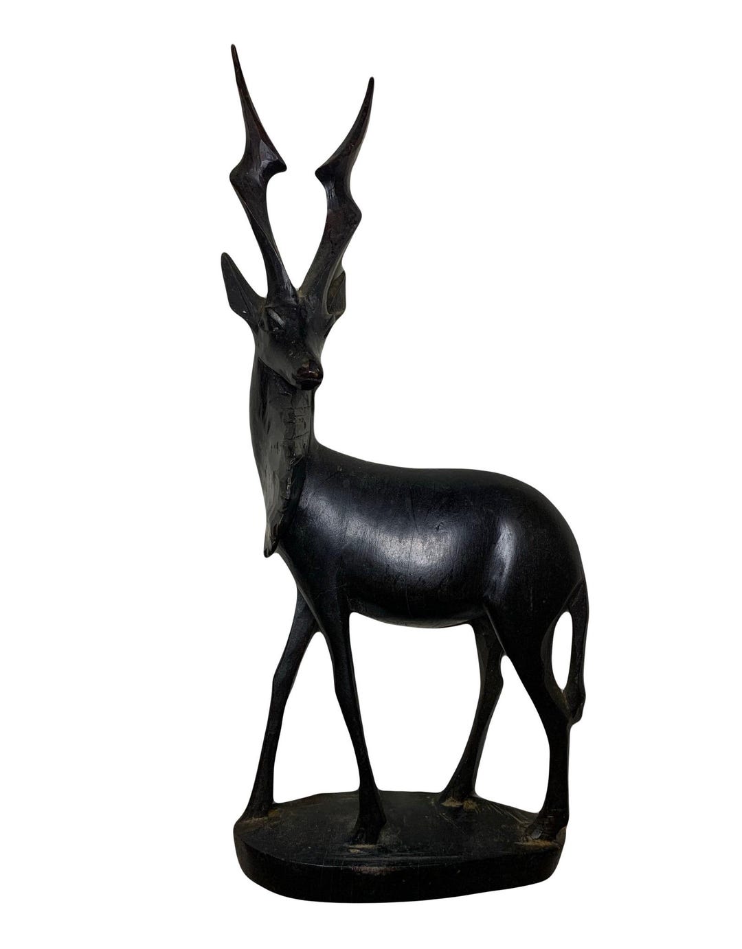 Vintage Hand Carved African Greater Kudu Sculpture Solid Wood Safari ...