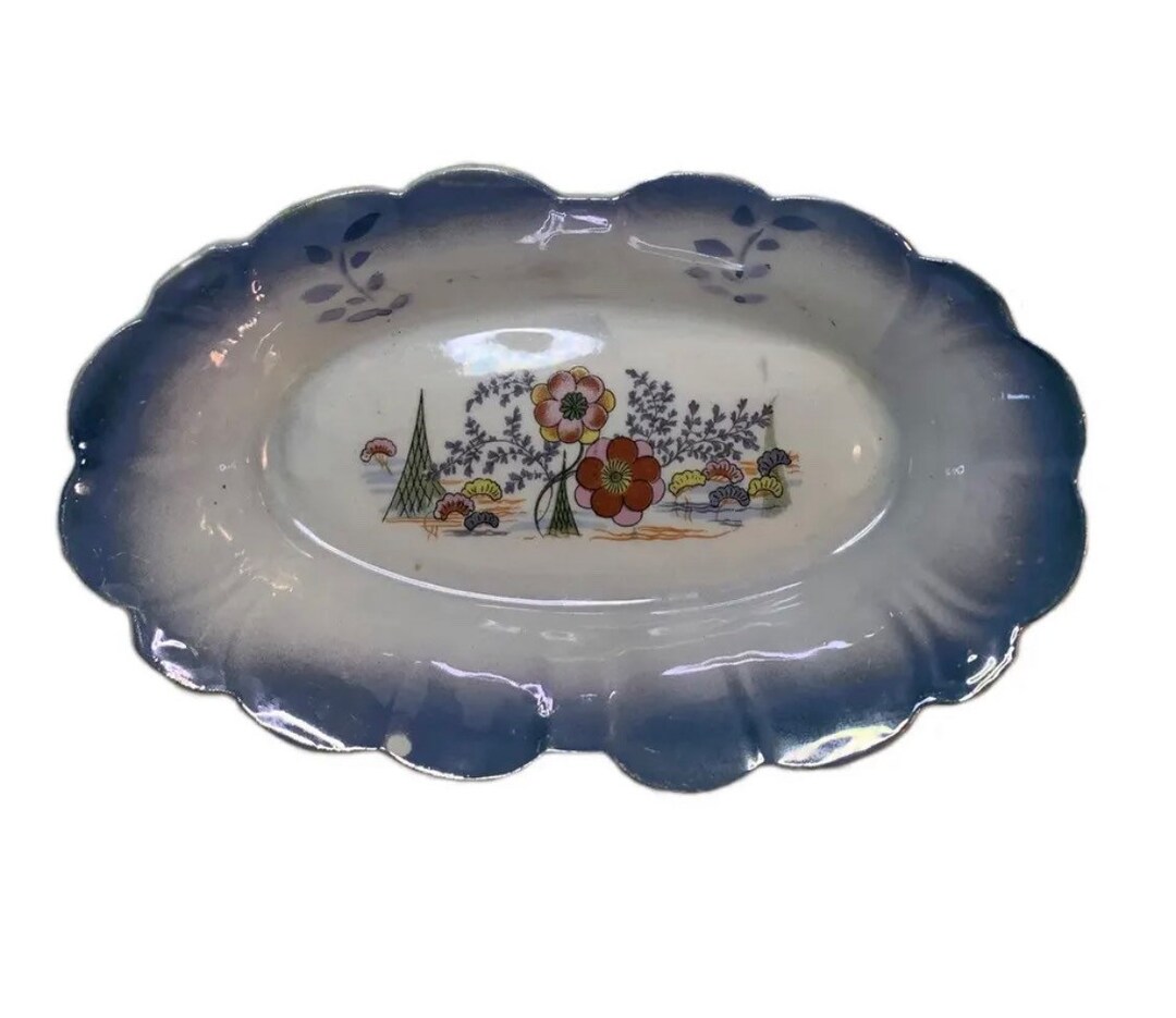 Vintage Lusterware Dish Blue Floral Motif Celebrate Registered Made in ...