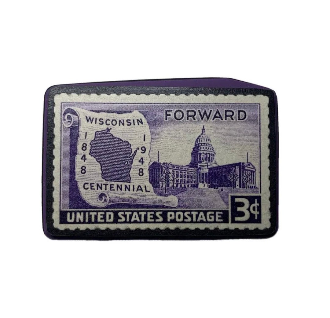 Vintage Wisconsin Postage Stamp Pin Purple Handmade - Etsy