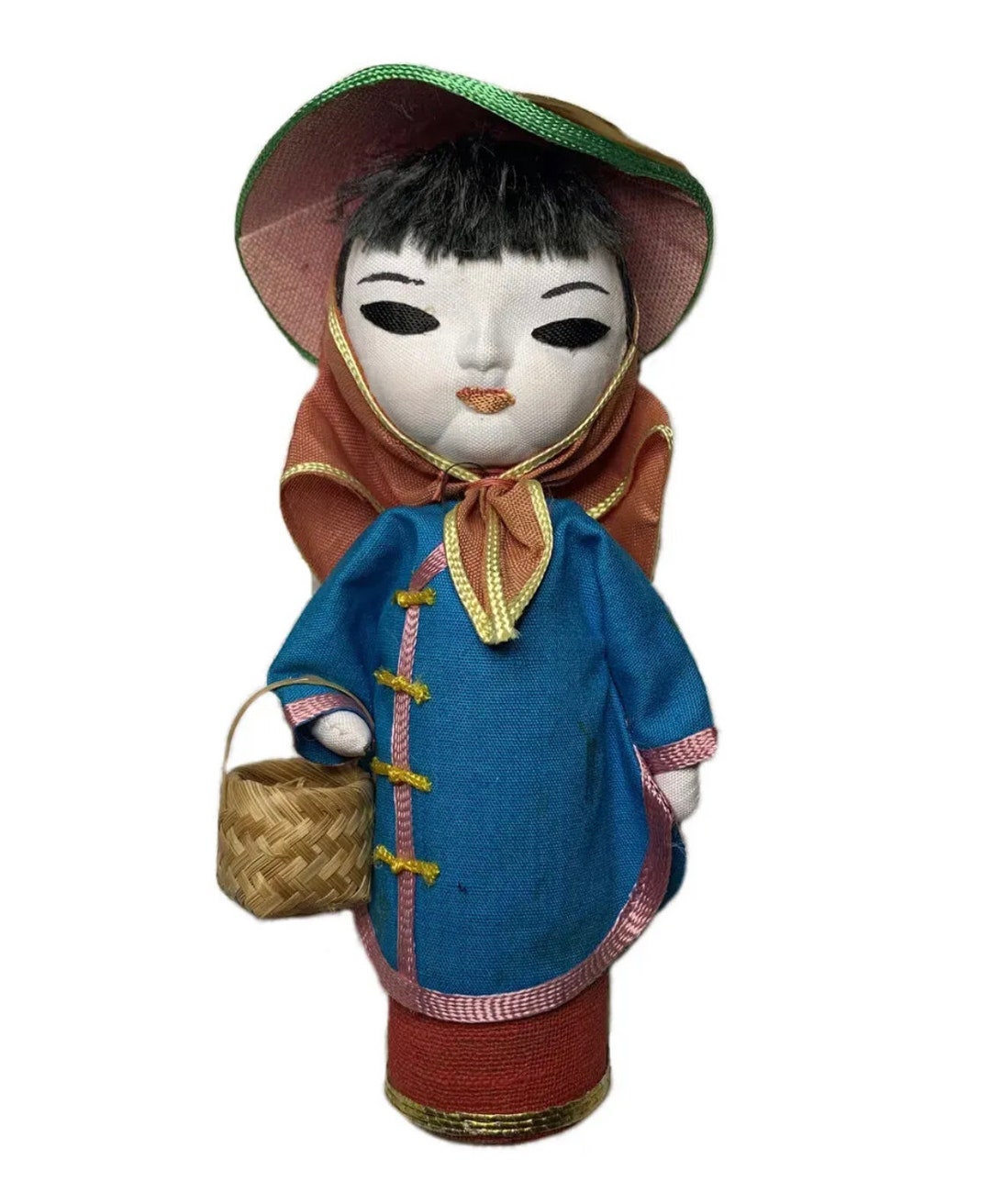 Vintage Award Asian Silk Doll Chinese Woman China With Straw Hat and ...