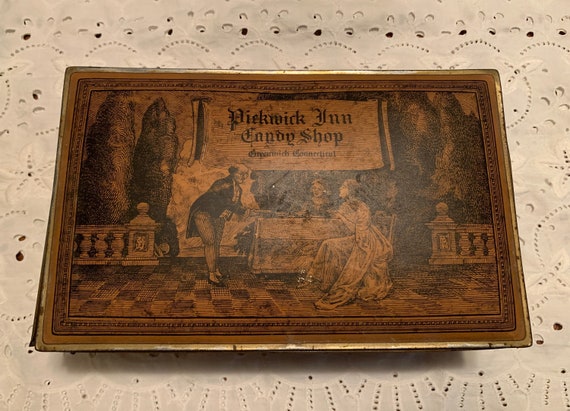 Vintage CANCO Pickwick Inn Candy Shop Tin Box Brown Country | Etsy