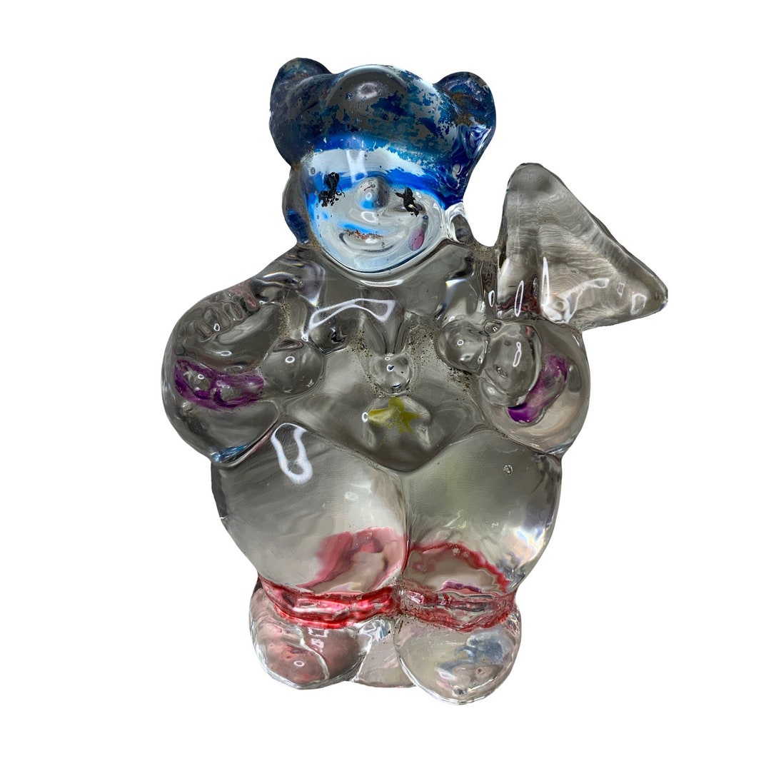 Vintage Cute Crystal Glass Clown Figurine With Hat and Flat Painted ...