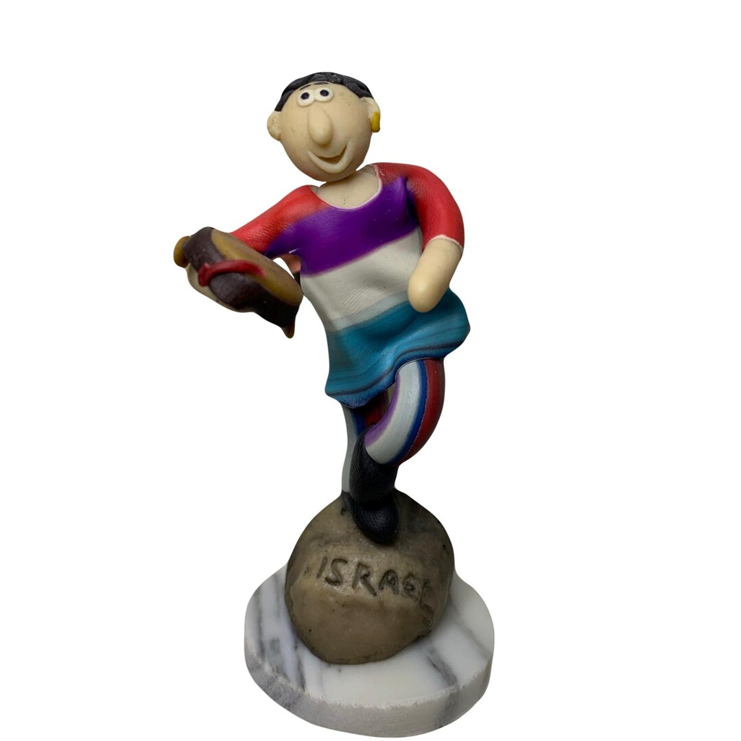 Cute Israel Souvenir Polymer Clay Figurine Dancer With Tambourine Stone ...