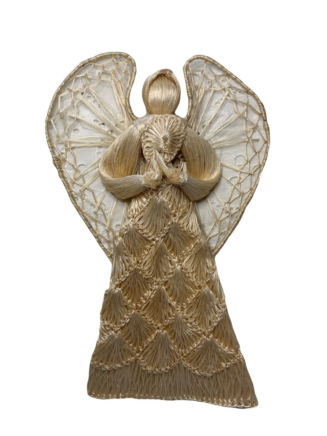 Vintage Large Corn Silk Praying Christmas Angel Hanging Ornament - Etsy