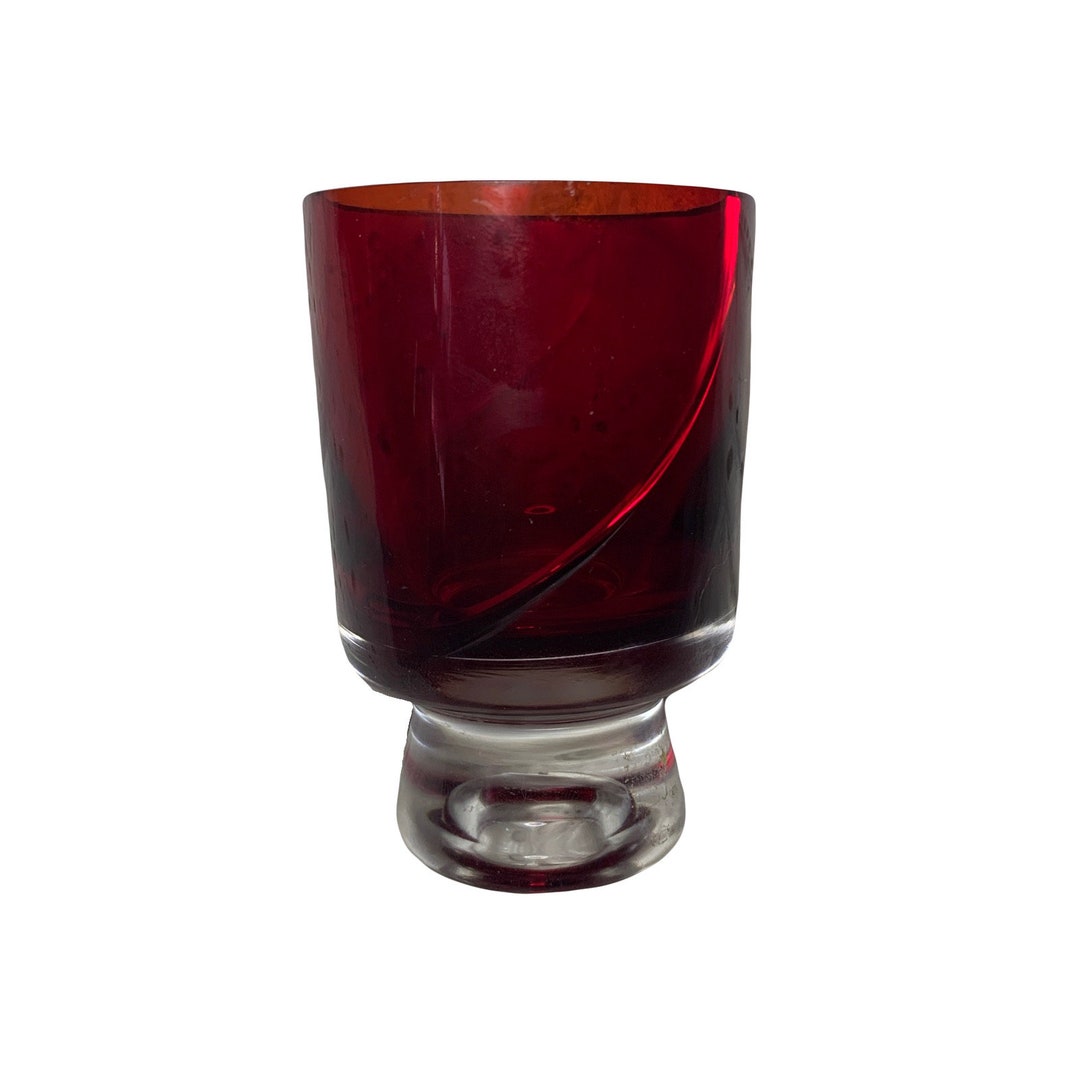 Vintage Mid Century Ruby Red Candle Holder Reijmyre Swedish Glass ...