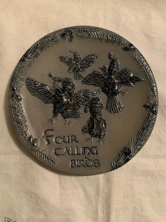 Retired Rowe Pottery Works Twelve Days of Christmas Plate Four | Etsy