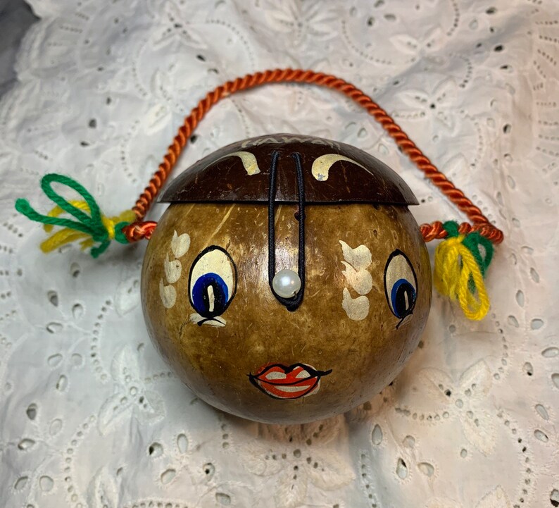 Vintage Hawaii Coconut Head Souvenir Purse Handpainted Cute - Etsy