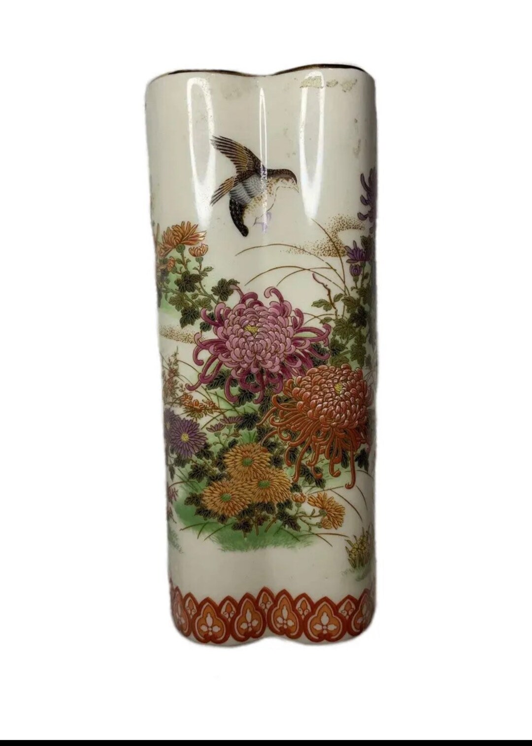 Vintage Shibata Japan Heart Shaped Vase Porcelain With Orange Purple ...