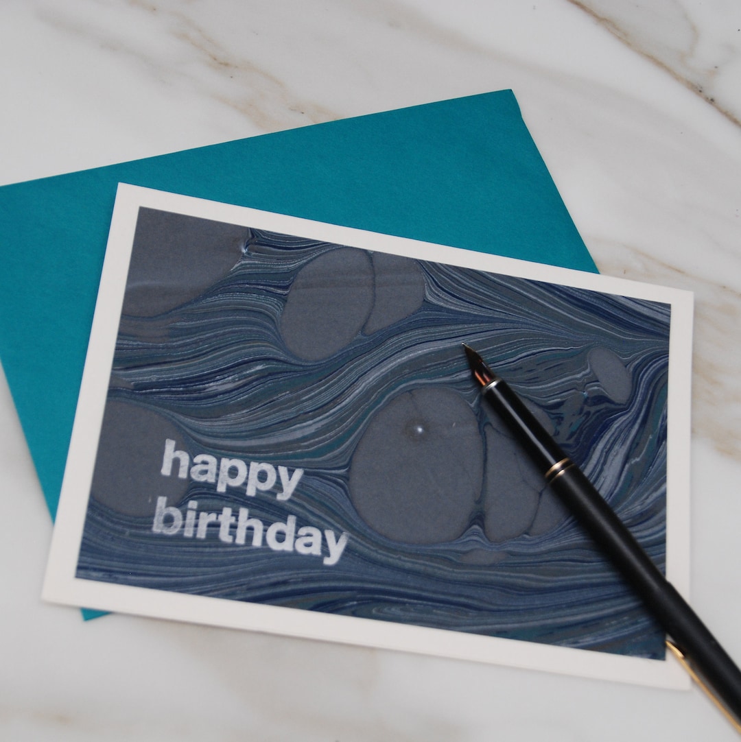 Marbled Birthday Card - Etsy