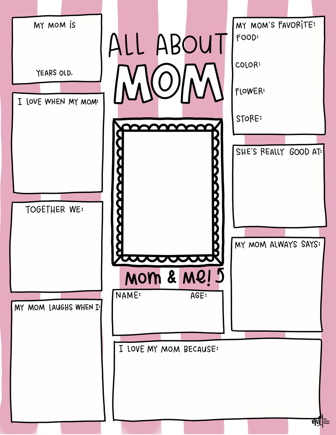 All About Mom Printable, Mother’s Day Questionnaire for Kids, Fill in ...