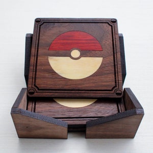 Pokeball Wood Inlay Coaster - Etsy