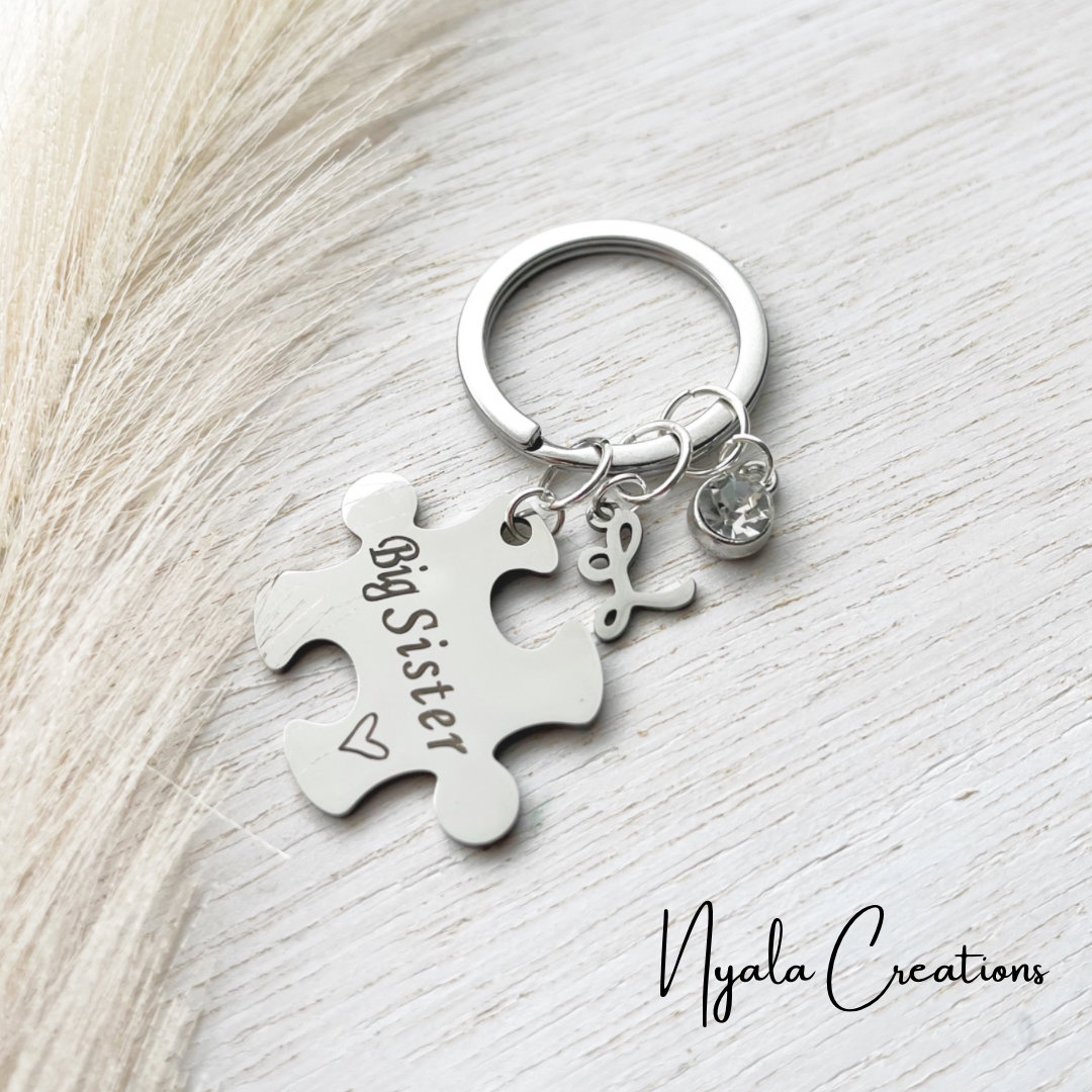 Big Sister and Little Sister Joint Keychain Keyrings, Personalised Gift ...