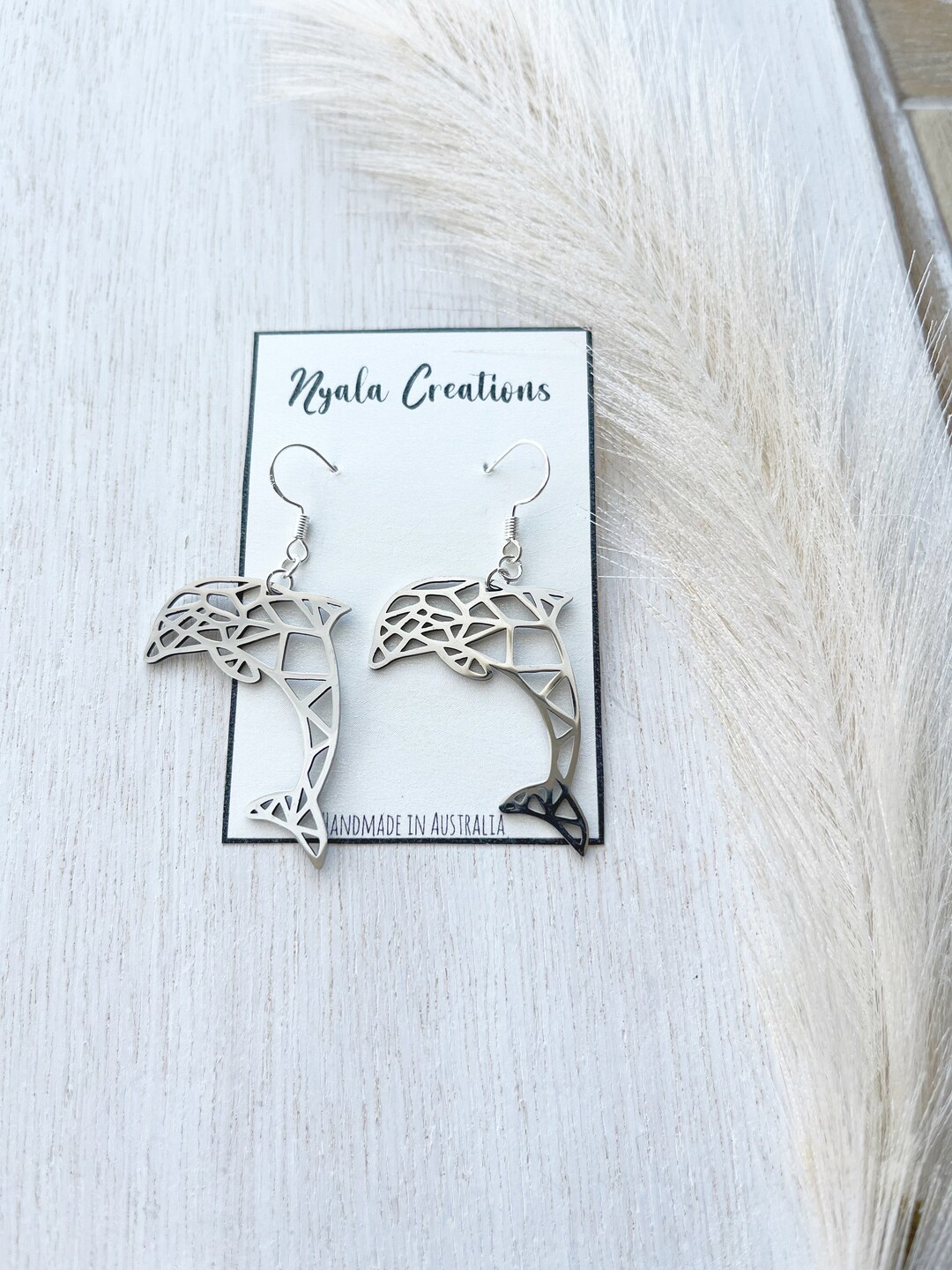 Dolphin Stainless Steel Earrings / Dangle Earrings / Long Dolphin ...