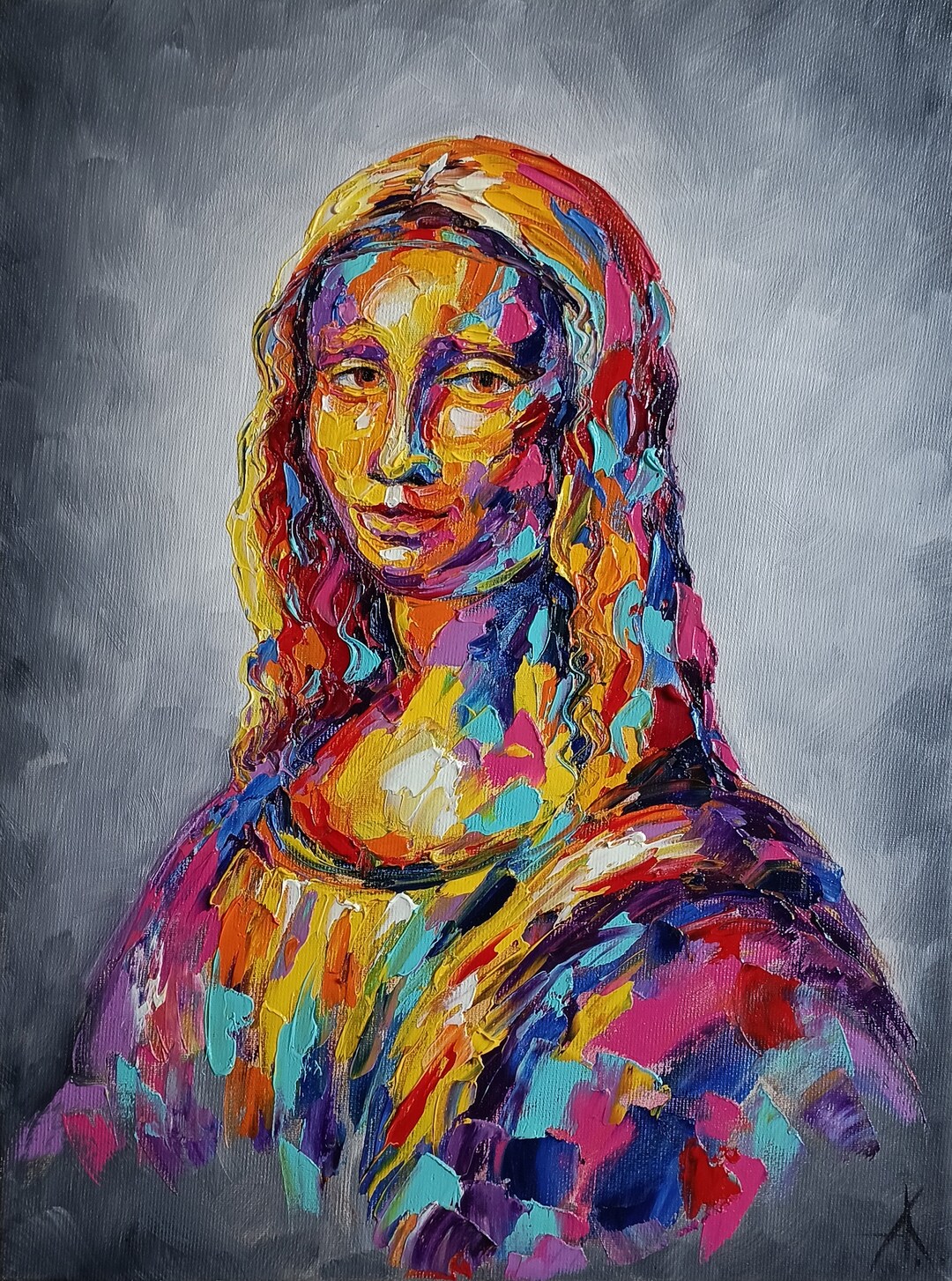 Modern Mona Lisa Oil Painting: Colorful Brushstroke Renaissance Art - Etsy