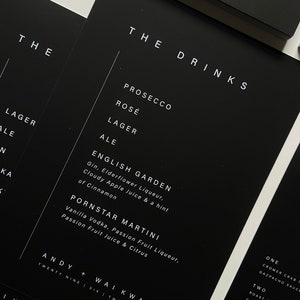 Large Drinks Menu Wedding Table Signs Black and White Contemporary ...
