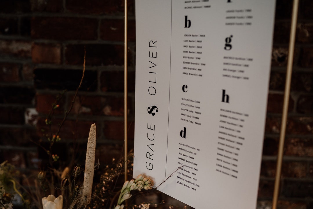 Table Plan Alphabet | Modern | on the Day | Stationery | Wedding ...