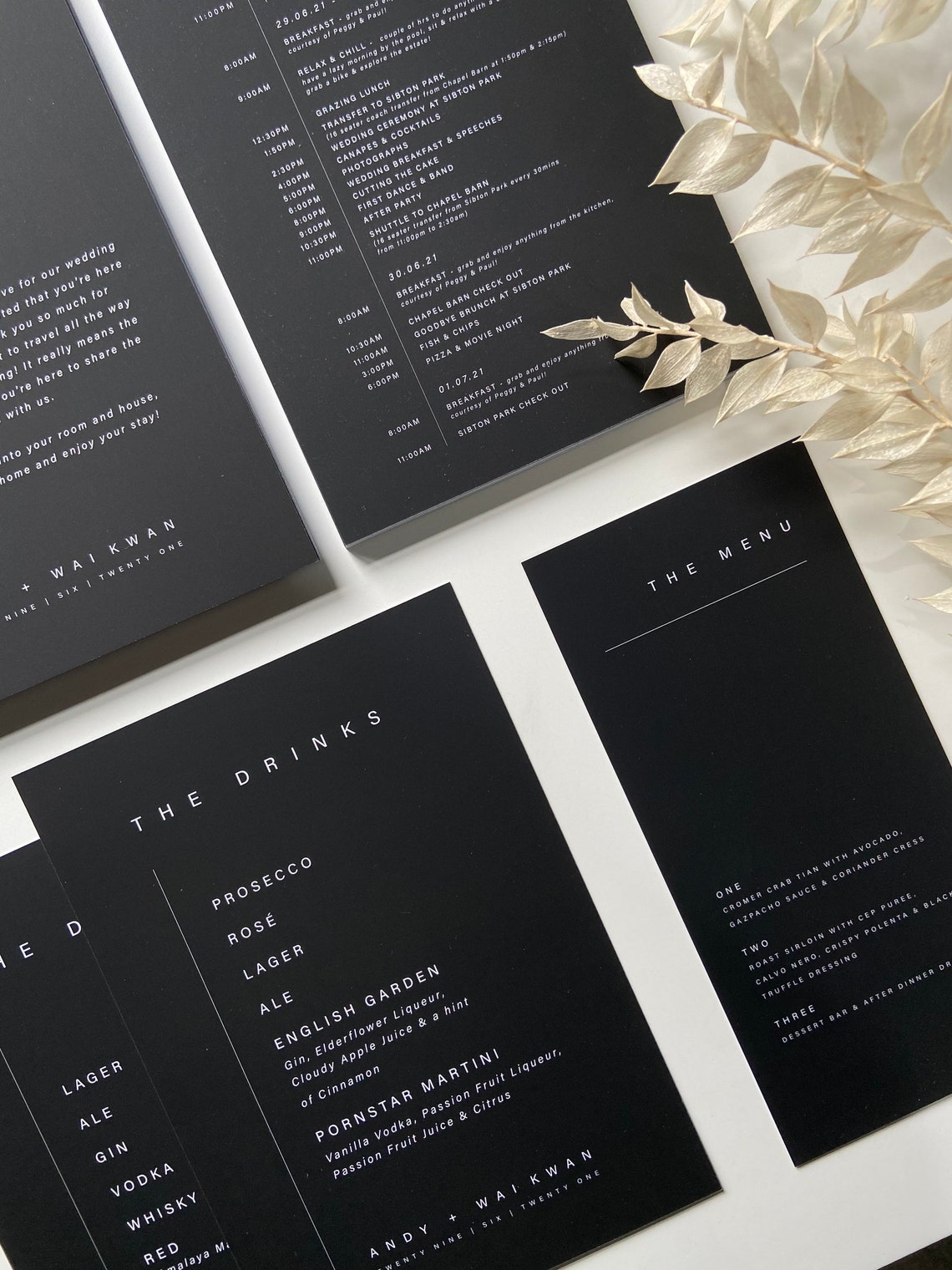 Large Drinks Menu | Wedding Table Signs | Black and White ...