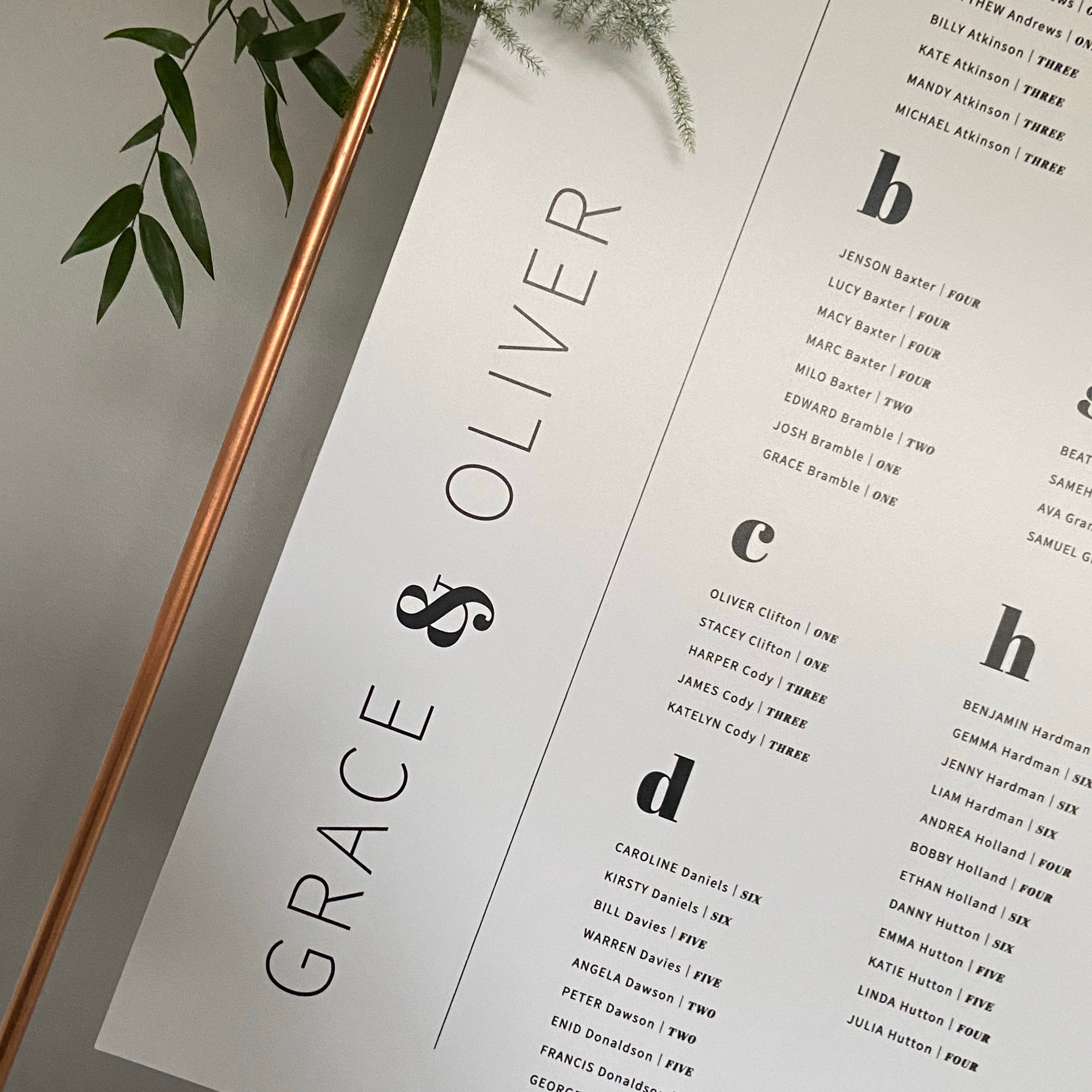 Table Plan Alphabet Modern on the Day Stationery - Etsy UK