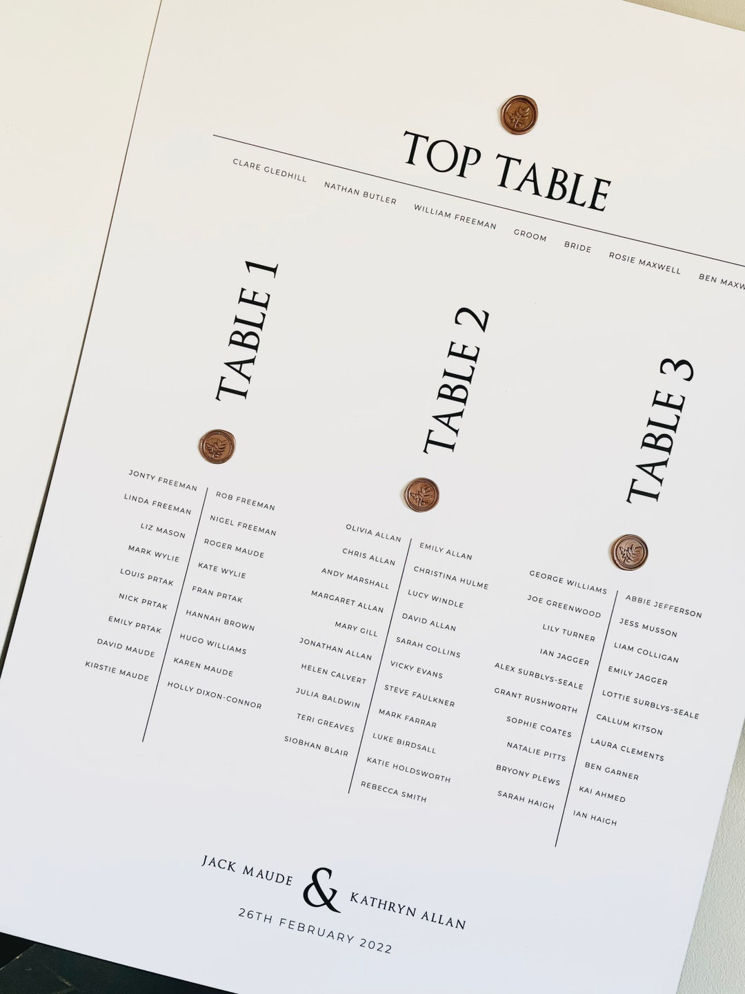 Table Plan | Black and White Modern | on the Day | Stationery | Wedding ...