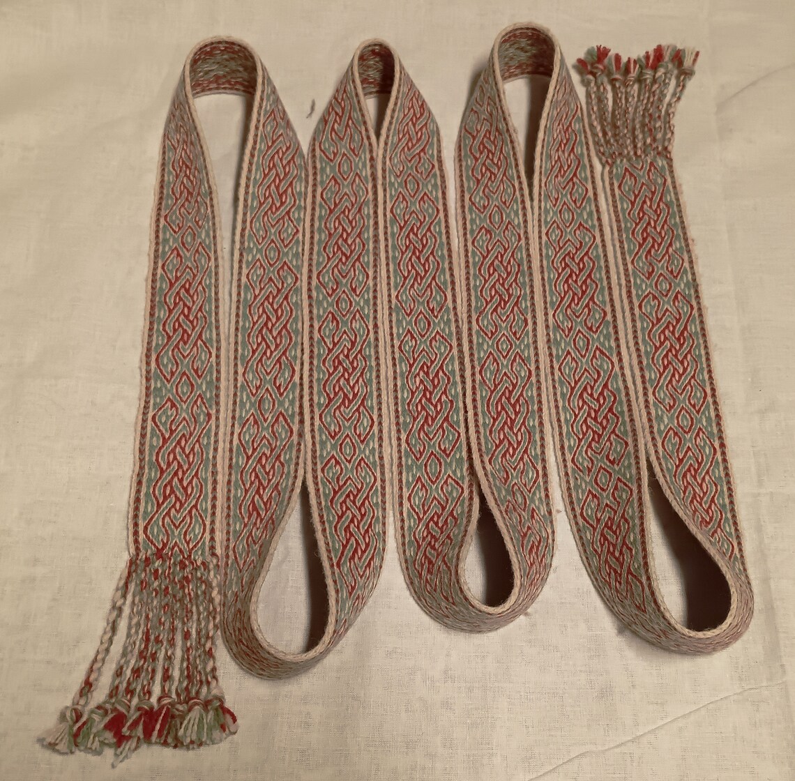 Tablet Woven Belt 2,9m UNIQUE 100% Wool Dragon Tablet Weaving Tunic ...