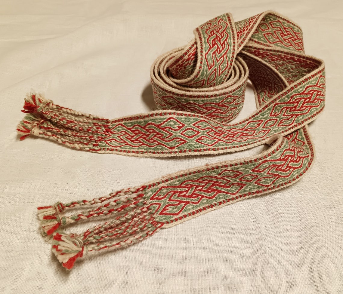 Tablet Woven Belt 2,9m UNIQUE 100% Wool Dragon Tablet Weaving Tunic ...