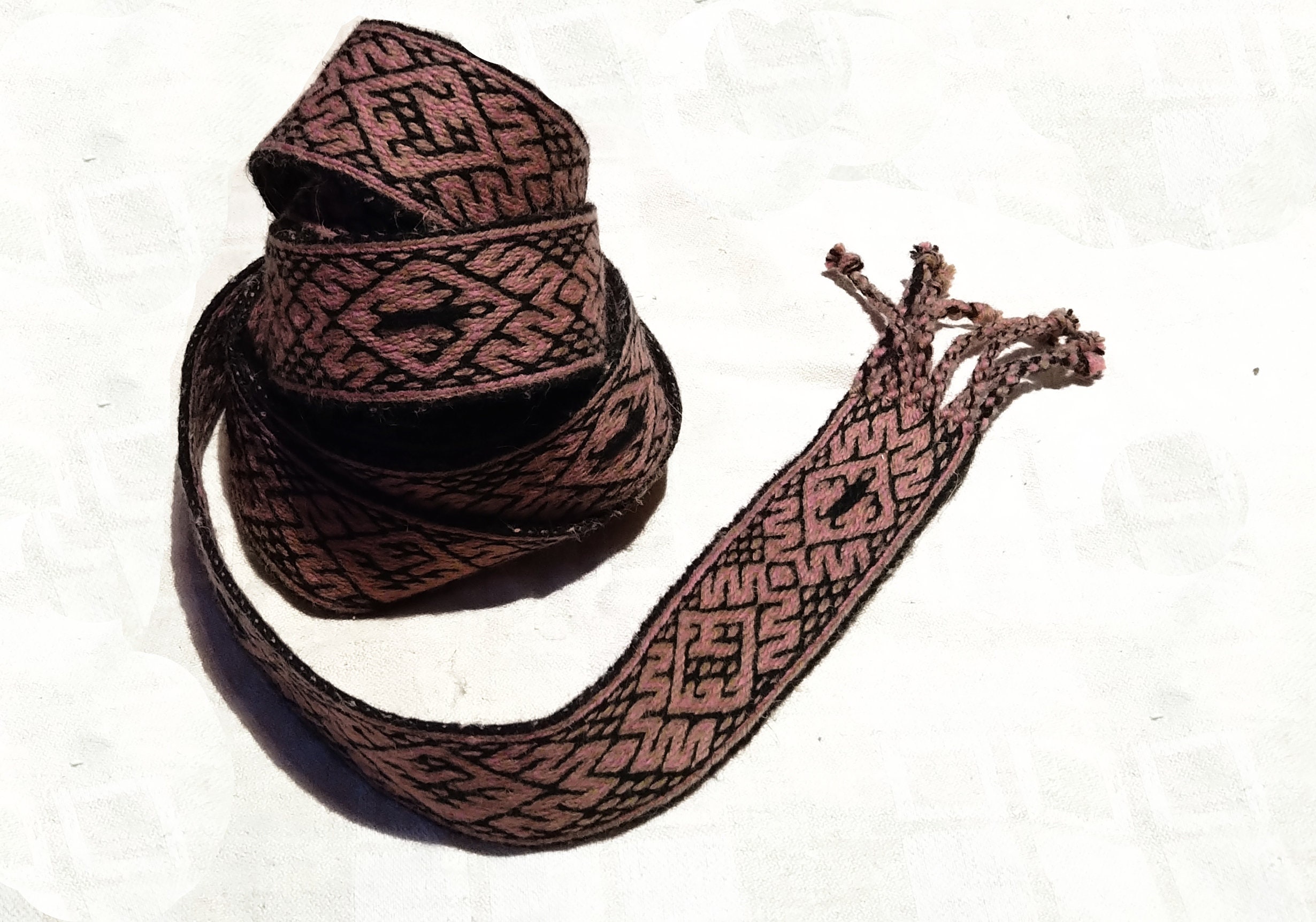 Tablet Woven Belt 3m - UNIQUE - 100% Wool - Dragon Style Pattern - Tablet Weaving - Tunic Belt ...