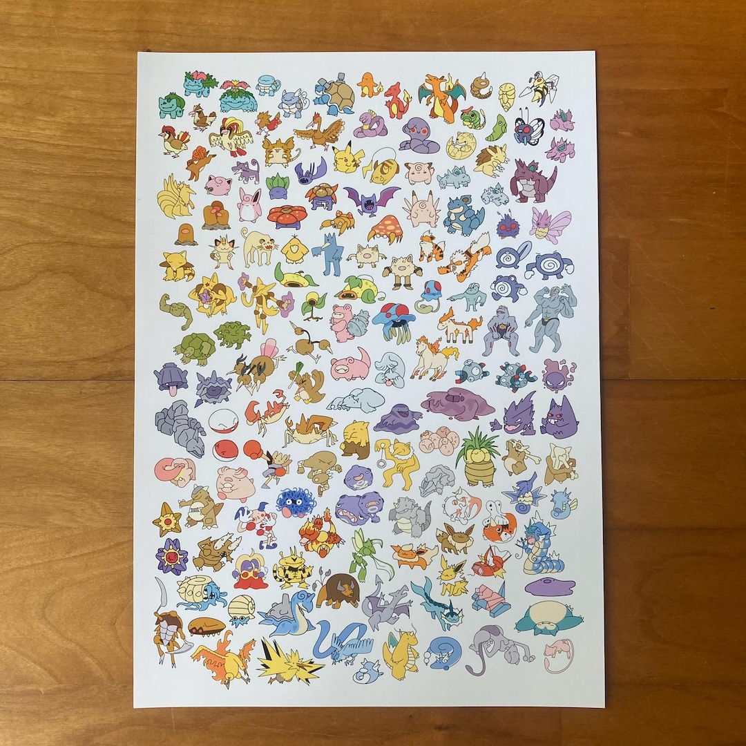 Kanto Pokémon gen 1 Full Pokédex A4/A5 Print - Etsy