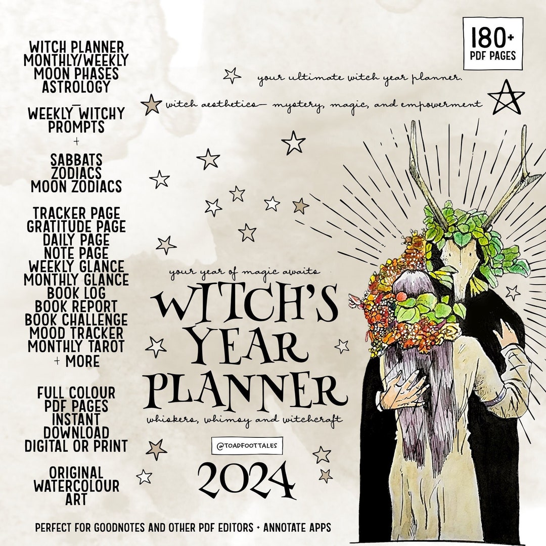 2024 Witch's Year Planner Book of Shadows Grimoire Magick Journal Magic ...