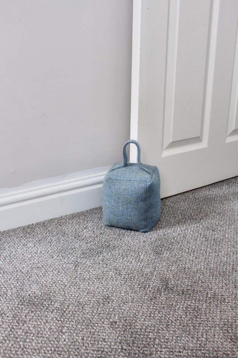 Blue Herringbone Harris Tweed Fabric Door Stop UK | Etsy