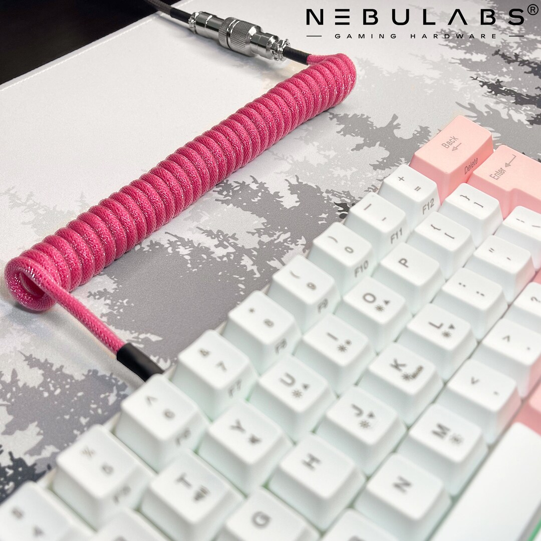 PINK & GRAY - Custom Coiled Braided Aviator GX16 USB-C Mechanical ...