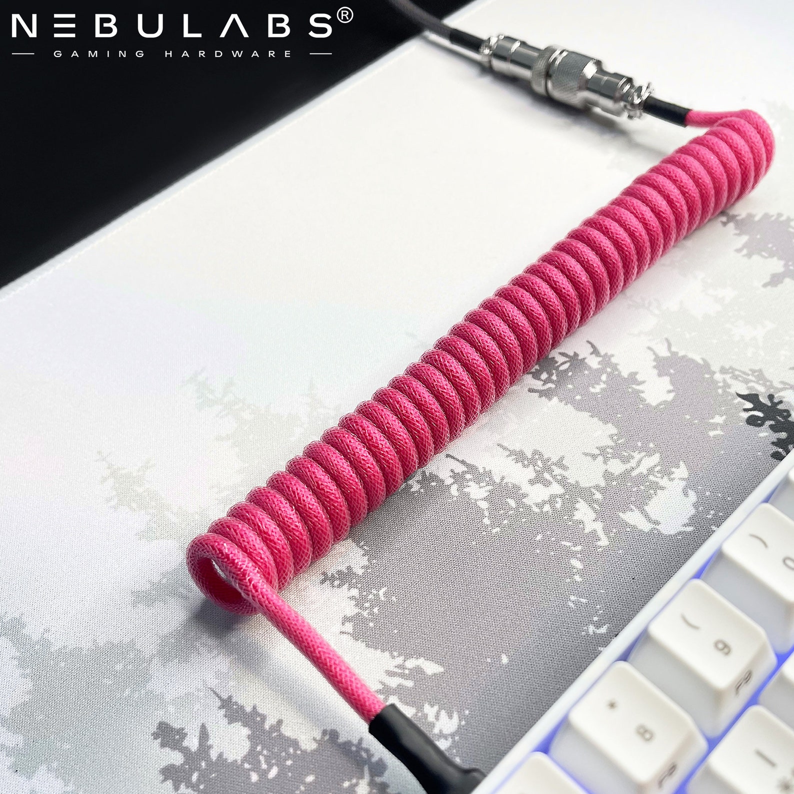 PINK & GRAY - Custom Coiled Braided Aviator GX16 USB-C Mechanical ...