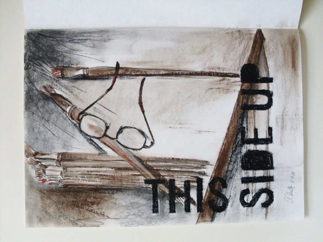 Drawing, Unique, Original, Drawing Charcoal Chalk, Black, Brown, Gray ...