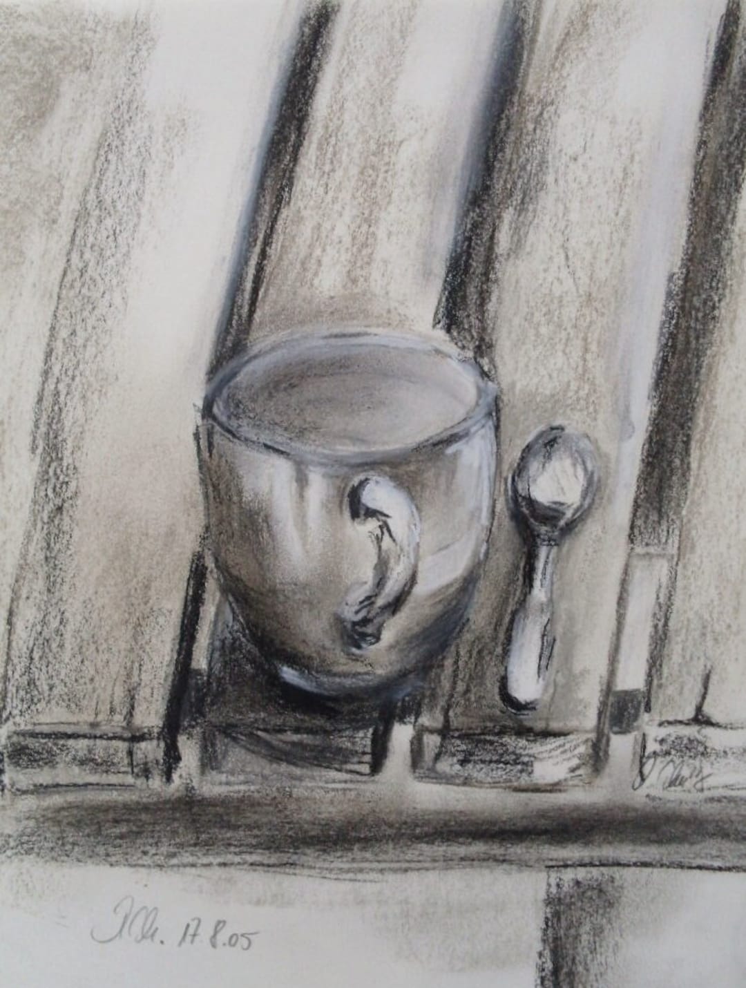 Charcoal Drawing, Unique, Original, Drawing, Black, White, Brown, Gray ...