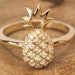 Gold Pineapple Ring, Tropical Diamond Ring, 14K Gold Pineapple Jewelry ...