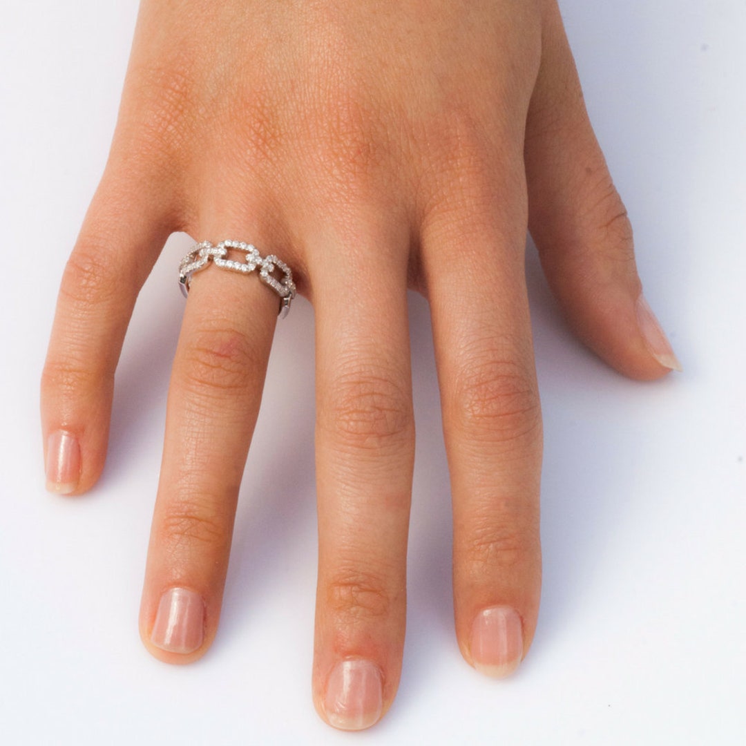 Diamond Chain Link Band - Gold Chain Link Band - Diamonds Link - Made ...