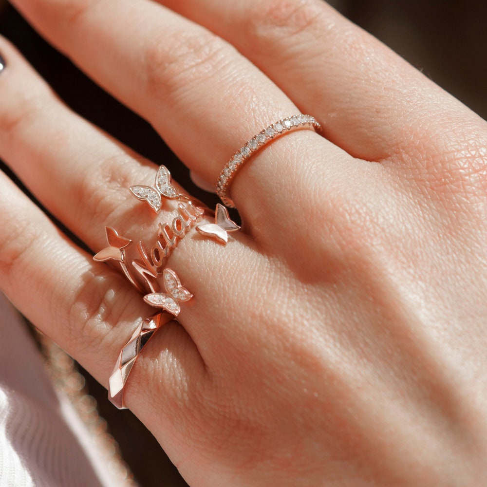 Faceted Ring Wedding Ring Rose Gold Ring Geometric Ring | Etsy