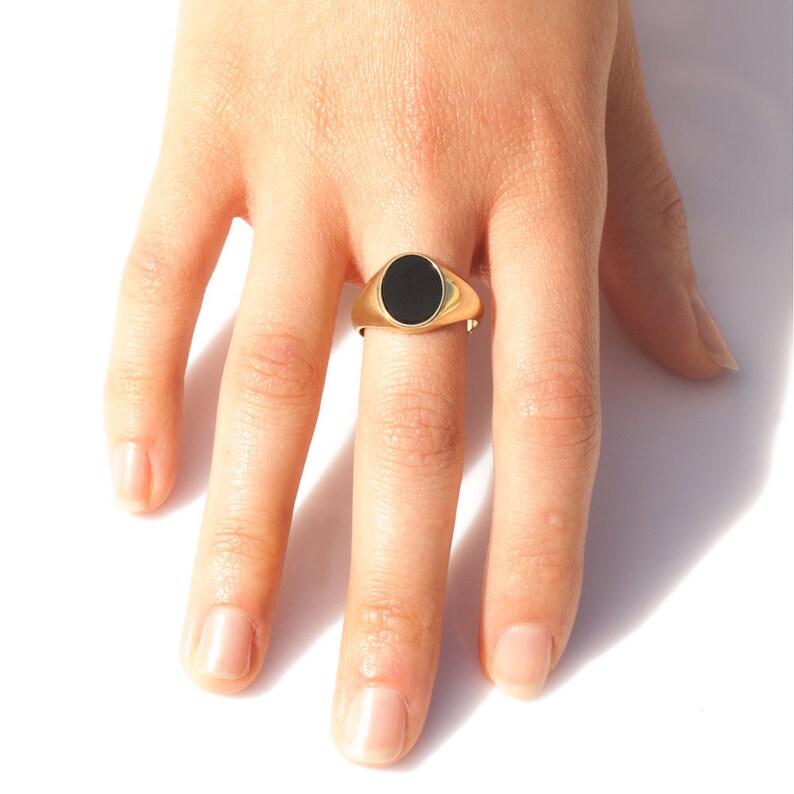 Solid Gold Signet Ring Men Pinky Ring Unisex Oval Pinky - Etsy