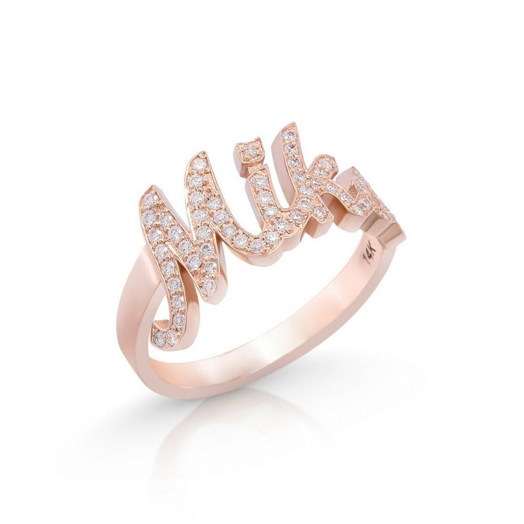 Custom Diamond NAME Ring, Personalized Name Ring, Diamond Name Ring ...