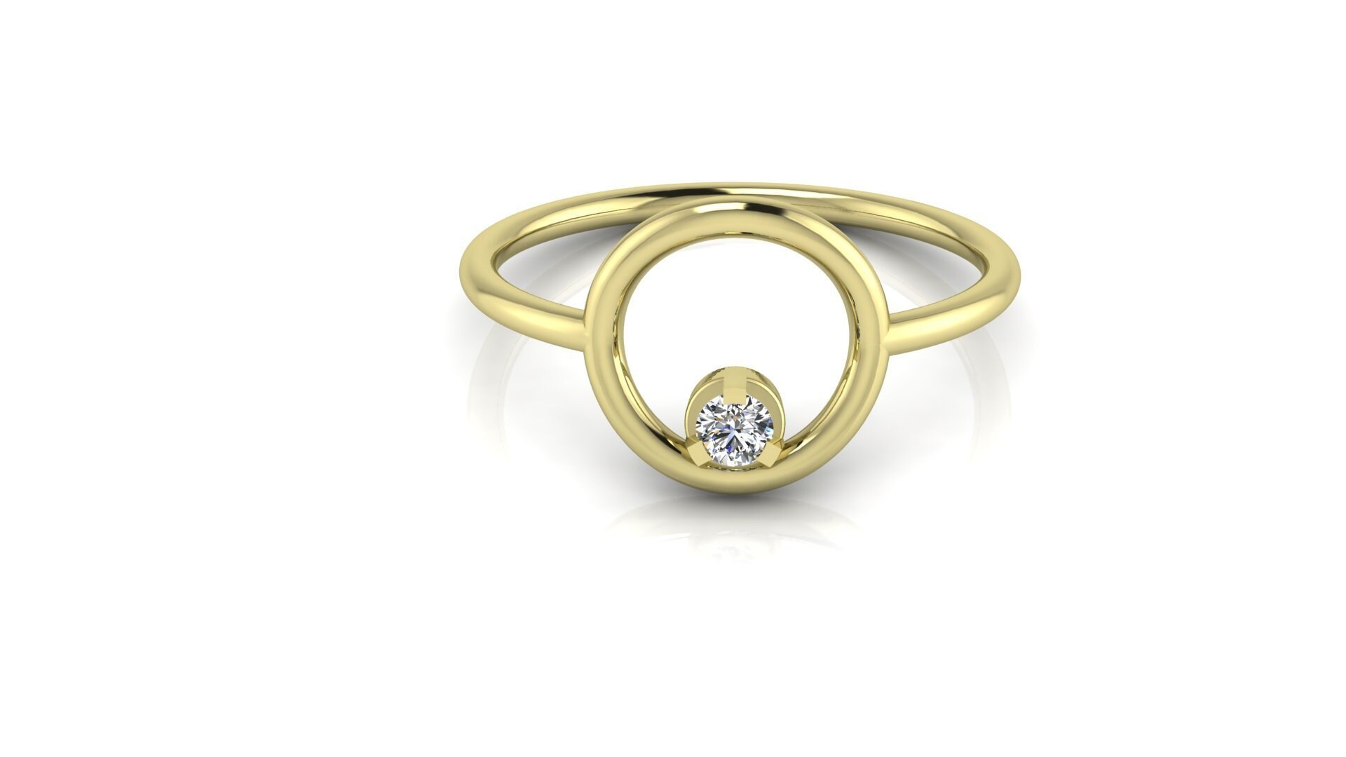 14K-18K Solid Gold Open Circle Ring With 0.05ct Diamond | Etsy