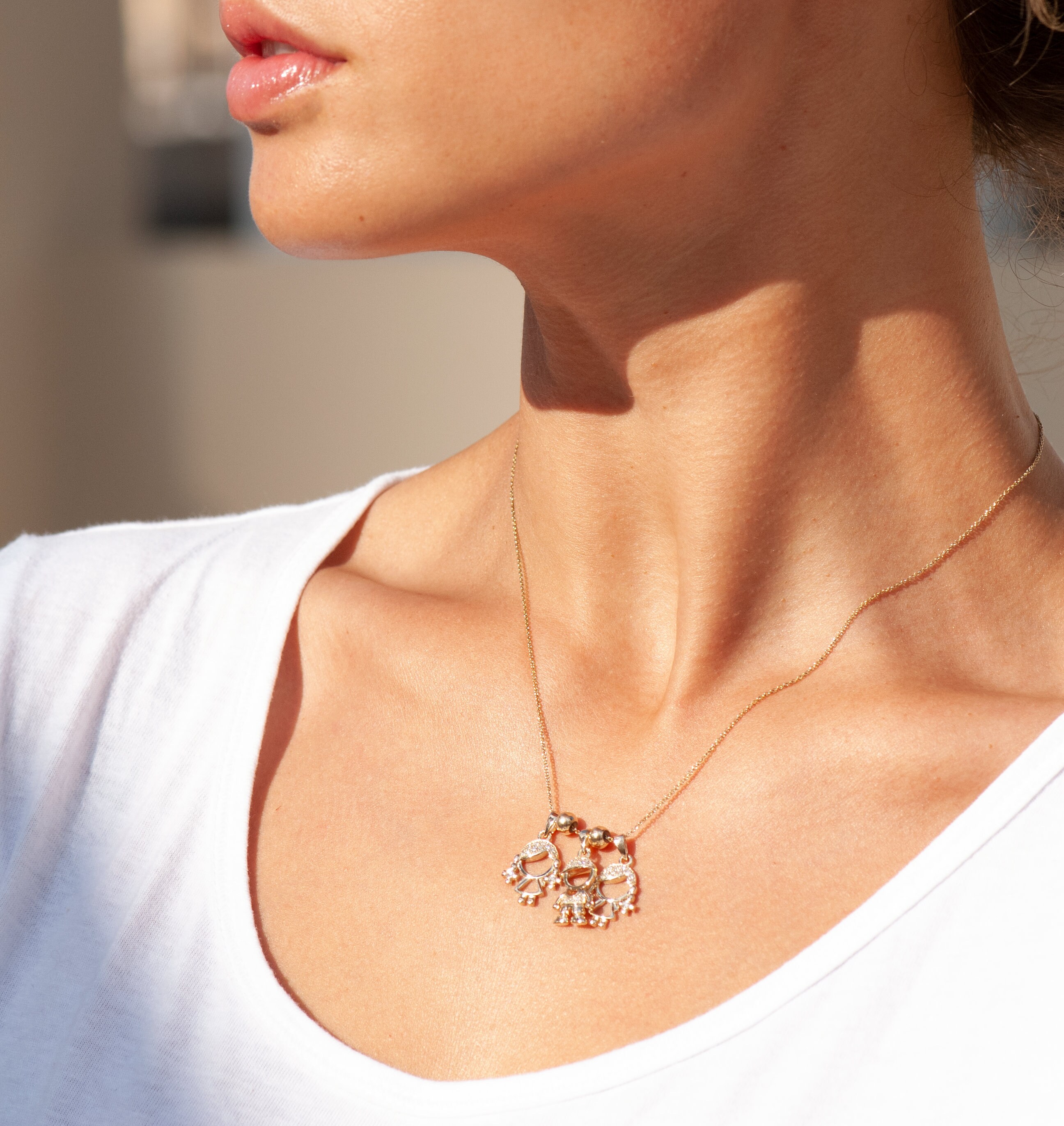 14k Gold Kid Pendant 14k Diamond Girl Charm Necklace Unique - Etsy